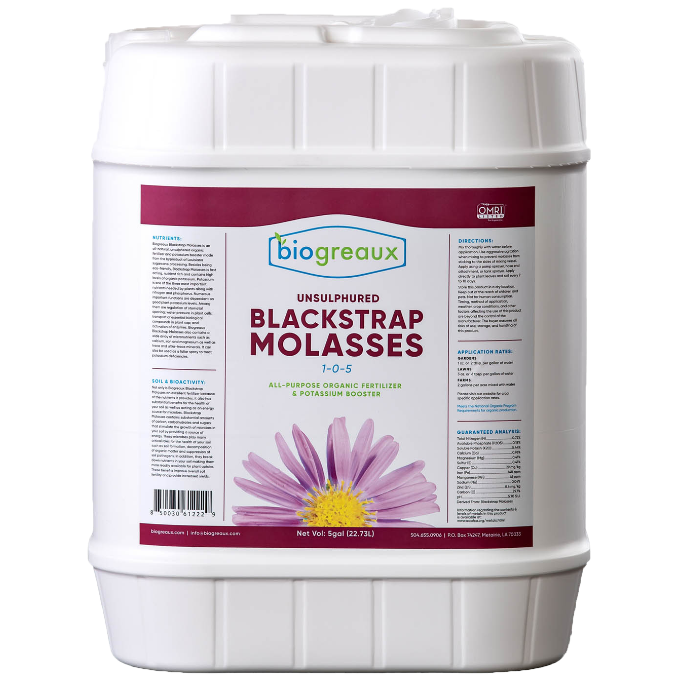 Molasses 1-0-5, Unsulfured Black Strap BioGreaux – Green Earth Ag & Turf